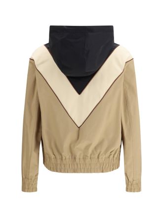 Valentino Mens Nylon Hooded Windbreaker Jacket Nero-Burro-Cammello Polyester; Elastane Nero/burro/cammello