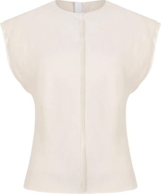Ami Femme, Blouses et Chemises, Blanc, Taille: 36 FR Top sans manches avec d&eacute;tails bords francs