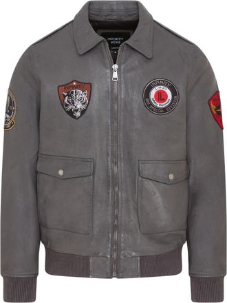 Infinity Leather Graue Bomberjacke aus Leder für Herren G-1 mit Fliegerkragen - Maverick