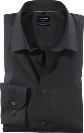 Olymp Herren Businesshemd Langarm No.Six,Einfarbig,super Slim,Urban Kent,schwarz 68,36