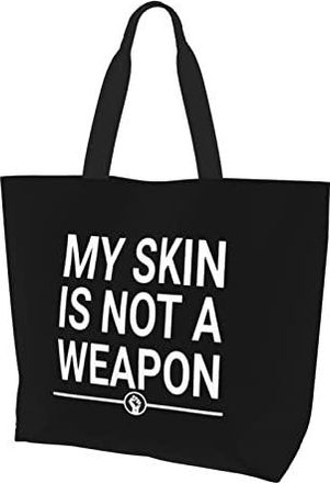AOOEDM My Skin IsA Weapon Sac &agrave; provisions r&eacute;utilisable en toile pour femme