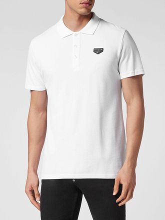 Philipp Plein Polo slim fit en coton avec logo Hexagon et col c&ocirc;tel&eacute;