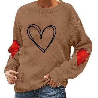 Generic Sweat &agrave; capuche &agrave; manches longues et col rond imprim&eacute; pour femmes 2026, caf&eacute;, XXL