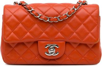 Chanel Hobo Bags - Mini Rectangular Classic Lambskin Single Flap - Gr. unisize - in Orange - f&uuml;r Damen