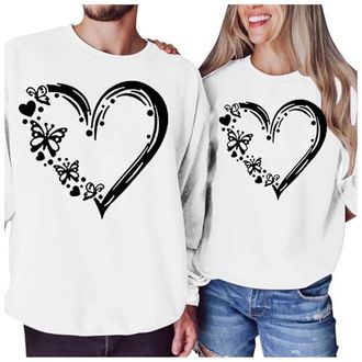 Generic Pull sans capuche imprim&eacute; pour les amoureux de la Saint-Valentin 2026, blanc, XXL