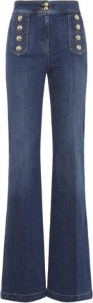 Elisabetta Franchi Femme, Jeans, Bleu, Taille: W29 Jean Palazzo avec Boutons