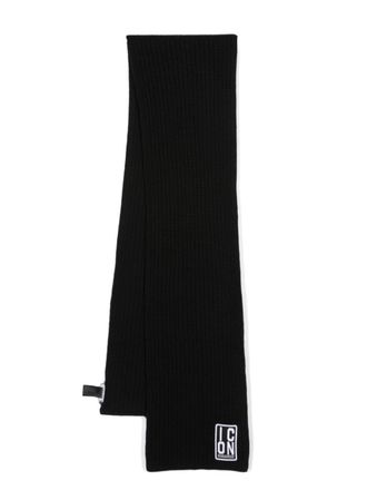 Dsquared2 &eacute;charpe en maille &agrave; patch logo - Noir