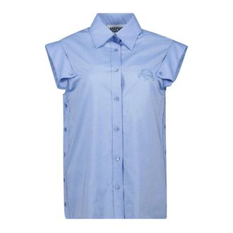 Moschino Kurzarm Blaues Hemd Fr&uuml;hling-Sommer 2025 - - Blouses & Shirts - Damen - Blau - S