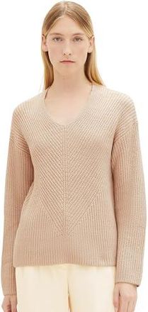 Tom Tailor 1039242 Pull Basique avec col en V pour Femme (1 pièce), 33962 - Doeskin Melange, S