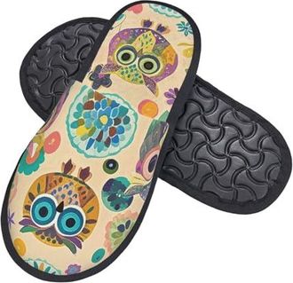 Generic Chaussons Femme Homme Motif De Hibou Coloré House Chaussures Automne Hiver Lavable Pantoufles À La Maison, Pour Femmes, Mariage, Hommes, M