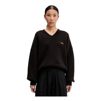 Rotate V-neck Strickware - - Knitwear - Damen - Braun - S