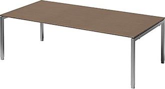 Bisley Cito Chefarbeitsplatz/Konferenztisch, 650-850 mm höheneinstellbares U-Gestell, Metall, Wn355 Dekor Nußbaum, Gestell Silber, 120 x 240 x 85 cm