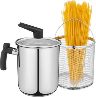 Navaris 3,4L Pasta Multi-Kochtopf - Integriertes Abtropfsieb & Frittierkorb - Für Induktions-, Keramik- und Gaskochfelder - Kochtopf, Friteuse, Milchtopf in e