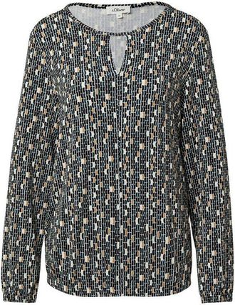 s.Oliver Langarmshirt T-Shirt T-Shirt mit All-over-Print und Elastikb&uuml;ndchen