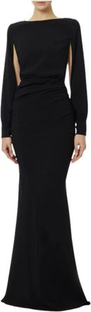 Elisabetta Franchi Femme, Robes, Noir, Taille: 38 FR Robe de Soir&eacute;e en Cr&ecirc;pe Ajust&eacute;e