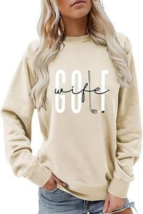 Generic Sweat-shirt de golf pour femme &agrave; col rond - V&ecirc;tements graphiques tendance - &Eacute;paules tombantes - Manches longues - Tenue d&eacute;contract&eacute;e 2025 - Confortabl