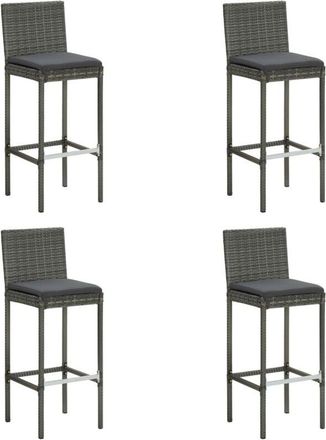 vidaXL Vidaxl - Tabourets de bar de jardin et coussins lot de 4 r&eacute;sine tress&eacute;e