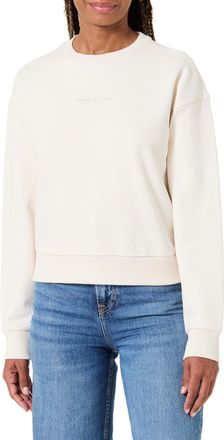 A|X Armani Exchange Womens Long Sleeve Milano-New York Front Logo, Sweatshirt, White, L