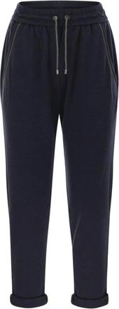 Brunello Cucinelli Femme, Pantalons, Bleu, Taille: 42 FR Pantalon &agrave; Taille Couliss&eacute;e
