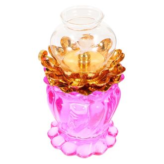 NUOBESTY Vintage Glas Kerosinlampe mit Lotusblumenform Antike &Ouml;llampe ohne &Ouml;l Dekorative Farbverlaufene &Ouml;llampe f&uuml;r Innenr&auml;ume Geeignet als Notlicht und Tischd