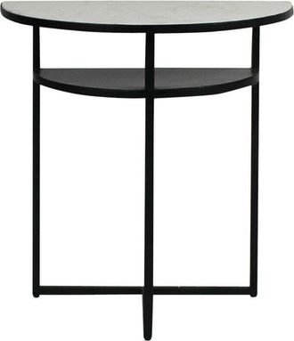 Made In Meubles Console demi-lune en marbre blanc et métal Marceau