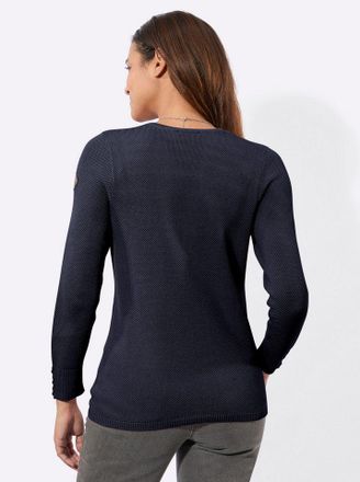 Witt Strickpullover V-Ausschnitt-Pullover Langarm Struktur