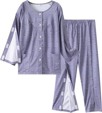 Generic Ensemble de pyjama pour femme - Lot de 2 chemises de nuit confortables pour la rééducation post-opératoire - Ensemble de pyjama confortable avec poche