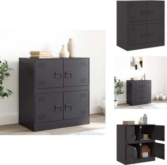 vidaXL Sideboard Schwarz 67x39x73 cm Stahl - Schreibtisch - Sideboard - Wohnzimmermöbel - Regal - Schwarz