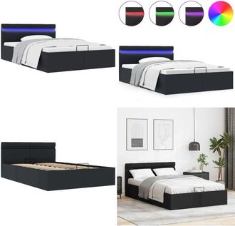 vidaXL Bett mit Bettkasten Hydraulisch led Kunstleder 120x200 cm - Doppelbett - Stauraumbett - Kunstlederbett - LED-Bett - Boxspringbett - Home & Living