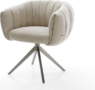 DELIFE Drehstuhl Jada-Flex Webstoff Soft Beige Kreuzgestell breit Graphit 360&deg; drehbar Wippfunktion Taschenfederkern, Esszimmerst&uuml;hle