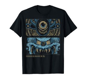 Dungeons & Dragons T-Shirt Beholder Panels Schwarz S Klassische Passform Unisex Erwachsenen Halbarm Crew-Ausschnitt Klassisch Dungeons & Dragons Grafik Imported 100% Pol