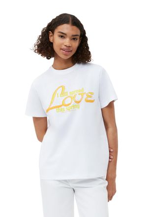 Ganni T-shirt d&eacute;contract&eacute; Love Blanc Coton Biologique - Taille S - Pour Femme