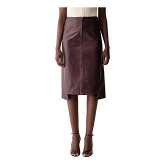 Victoria Beckham Asymmetrischer Midirock aus Leder - - Skirts - Damen - Rot - S