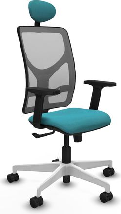 Piqueras y Crespo Stuhl aus Netzstoff mit 2D-Armlehnen, h&ouml;henverstellbarer Lendenwirbelst&uuml;tze und festem Kopfteil, ausgestattet mit 3 Positionen und Schneideschaum, Gra