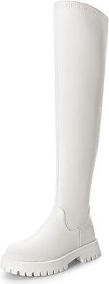 Dream Pairs Bottes au-Dessus du Genou pour Femmes Élégantes Cuissardes Tendance et Classique,Size 41.5,Blanc-PU,SDOB2408W