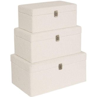 Atmosphera Malles Carlie blanc 54x26cm - Atmosphera créateur dintérieur