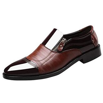 Generic Mocassins habill&eacute;s en cuir synth&eacute;tique pour homme, chaussures de travail formelles &agrave; enfiler, chaussures derbys tendance &agrave; enfiler avec fermeture &eacute;cla