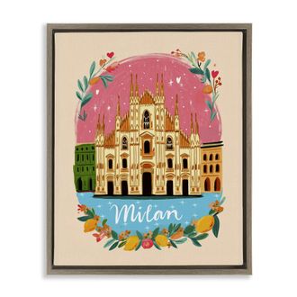 Stupell Industries Yen Leinwandbild, gerahmt, Blumenrand, Grau, 53,3 x 43,2 cm