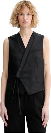 Kenzo Femme, Vestes, Noir, Taille: 40 FR Gilet Kimono en Laine vierge et Soie