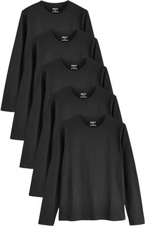 Next Homme T-Shirt 100% Coton &agrave; Manches Longues &agrave; superposer, Lot de 5 Noir L
