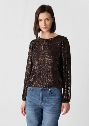 Comma Langarmbluse Bluse Bluse mit Pailletten und Elastikb&uuml;ndchen