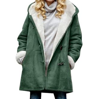 Generic Vestes dhiver doubl&eacute;es Sherpa pour femme - Sweat &agrave; capuche en polaire pelucheuse - Tendance et confortable - D&eacute;contract&eacute;, Vert, 4XL