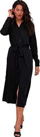Vila Vila Vimorose L/S Long Dress/Su-Noos Robe, Noir, 36 Femme