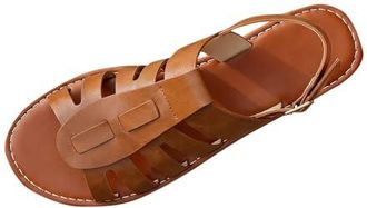 Generic Sandales plates d&eacute;contract&eacute;es &agrave; bout ouvert pour femme - Couleur unie - Respirantes - Tendance - Polyvalentes - Antid&eacute;rapantes - Confortables - Sandal