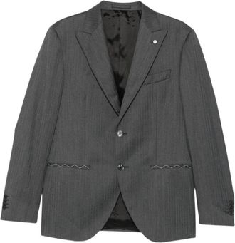 Luigi Bianchi Mantova Costume en laine &agrave; chevrons - Homme - Costumes - Gris - Taille: M