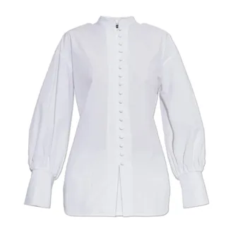 Balmain Femme, Blouses et Chemises, Blanc, Taille: 40 FR Chemise en coton &agrave; col montant