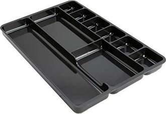 Lorell Drawer Organizer Tray, 9 Comp., 14 Wx9-3/8 Dx1-1/4 H, Black, Sold as 1 Each