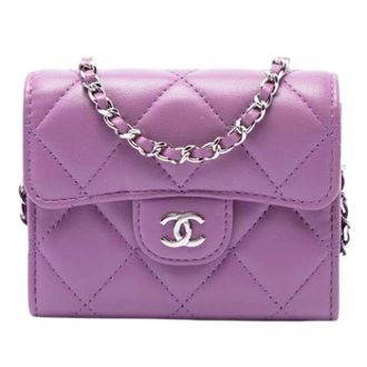 Chanel Pre-owned Porte-cartes sur cha&icirc;ne - Femme - Pre-owned - Violet - Taille: ONE Size