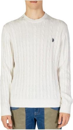 U.S.Polo Association U.s. Polo Assn., Homme, Pulls, Blanc, Taille: S Pull ras du cou en maille torsad&eacute;e en coton et cachemire