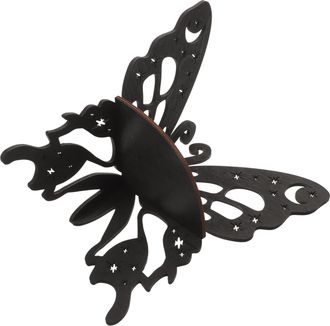 NUOBESTY Schmetterlings Eckregal mit Schwarzer Kristallstein Optik Schwebendes Wandregal zur Pflanzendekoration und Fotos Hohler Holzrahmen f&uuml;r Wohnraumgestalt